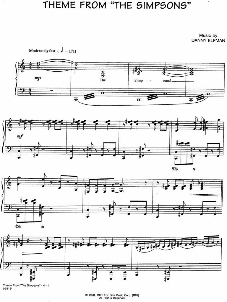 The Simpsons - Theme Sheet Muisic PDF Downloadable | PDF | Language ...