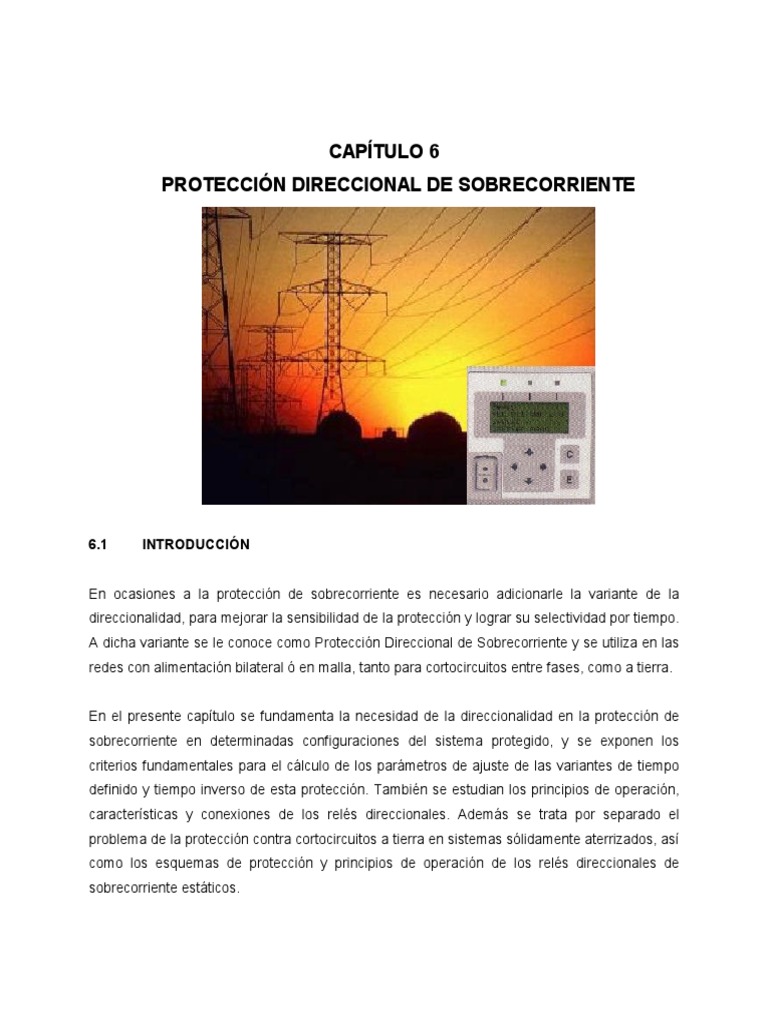CAP. 06 Protección Direccional de Sobrecorriente | PDF | Transformador | Corriente eléctrica