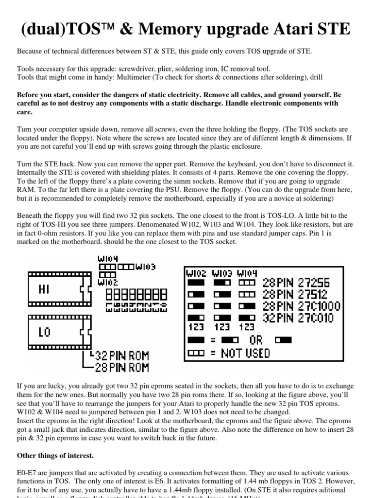 Atari STE TOS Upgrade v2 | PDF | Electrical Connector | Floppy Disk