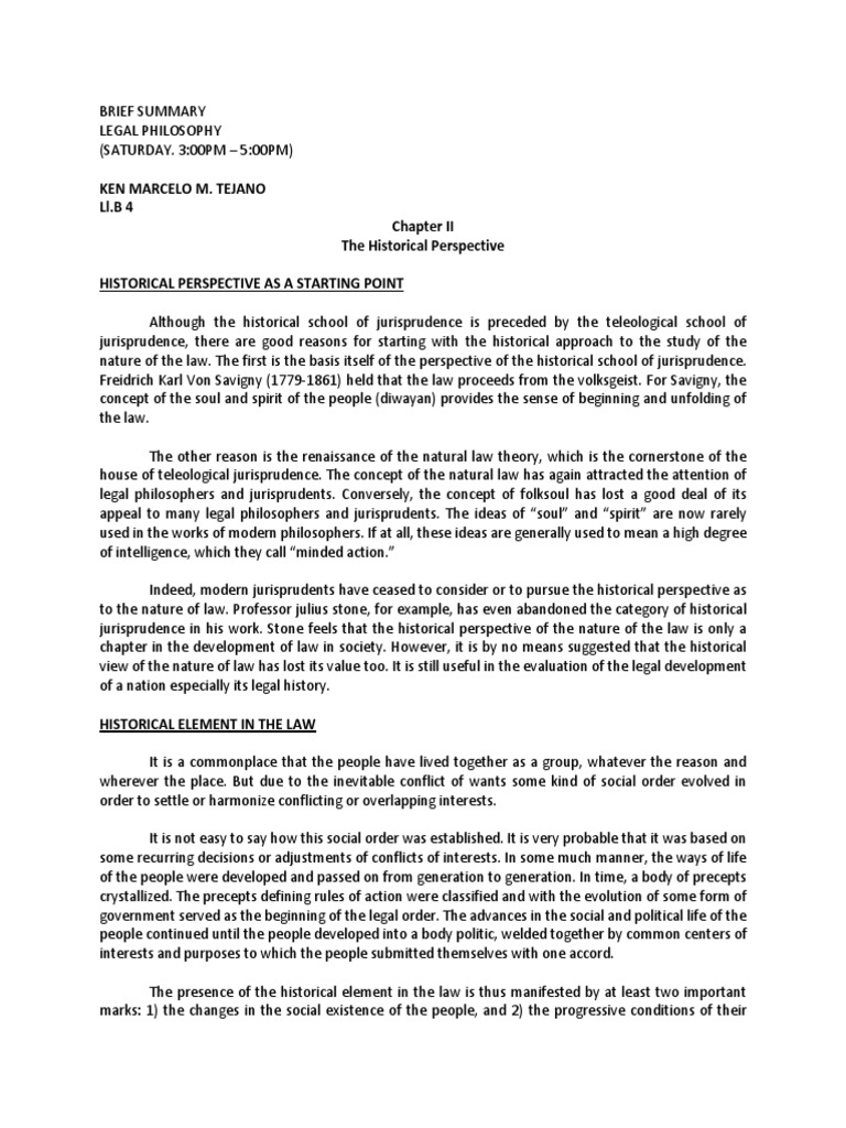 Brief Summary On Legal Philosophy Jurisprudence Codification Law 