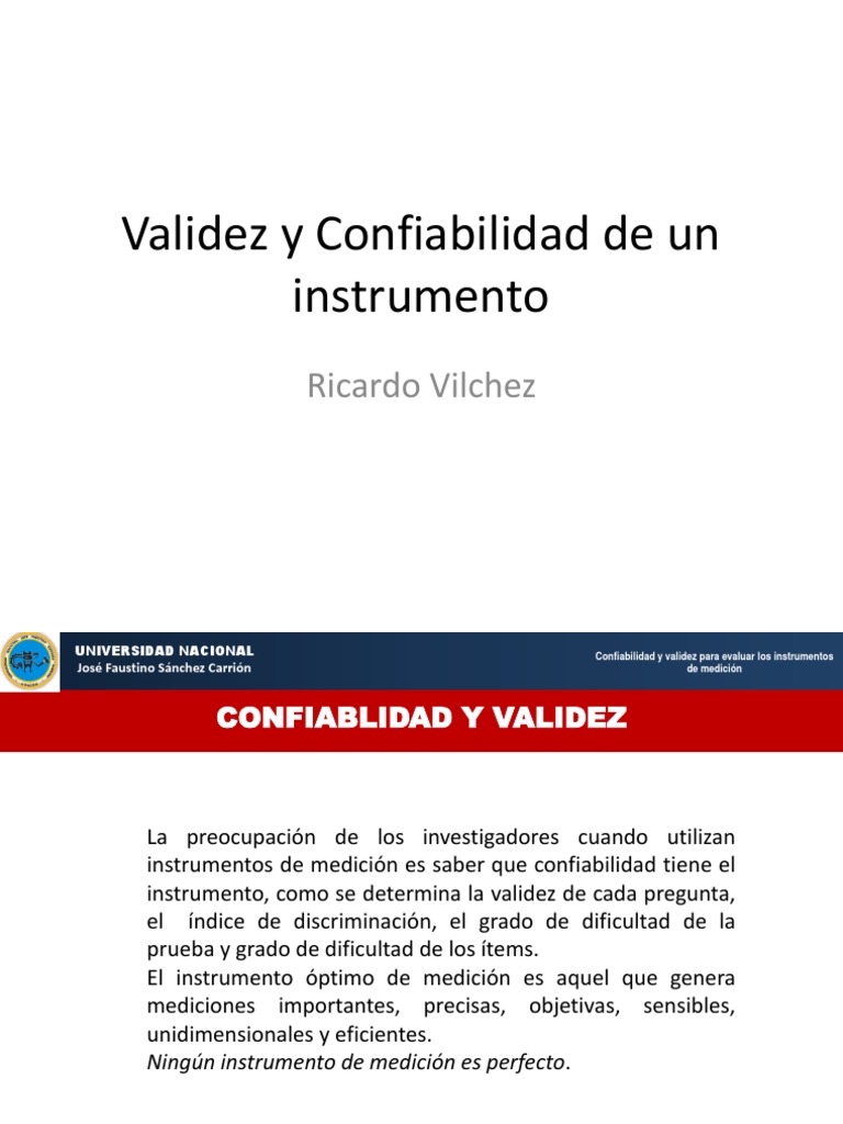 Validez y Confiabilidad de Un Instrumento | Validez (Estadísticas ...