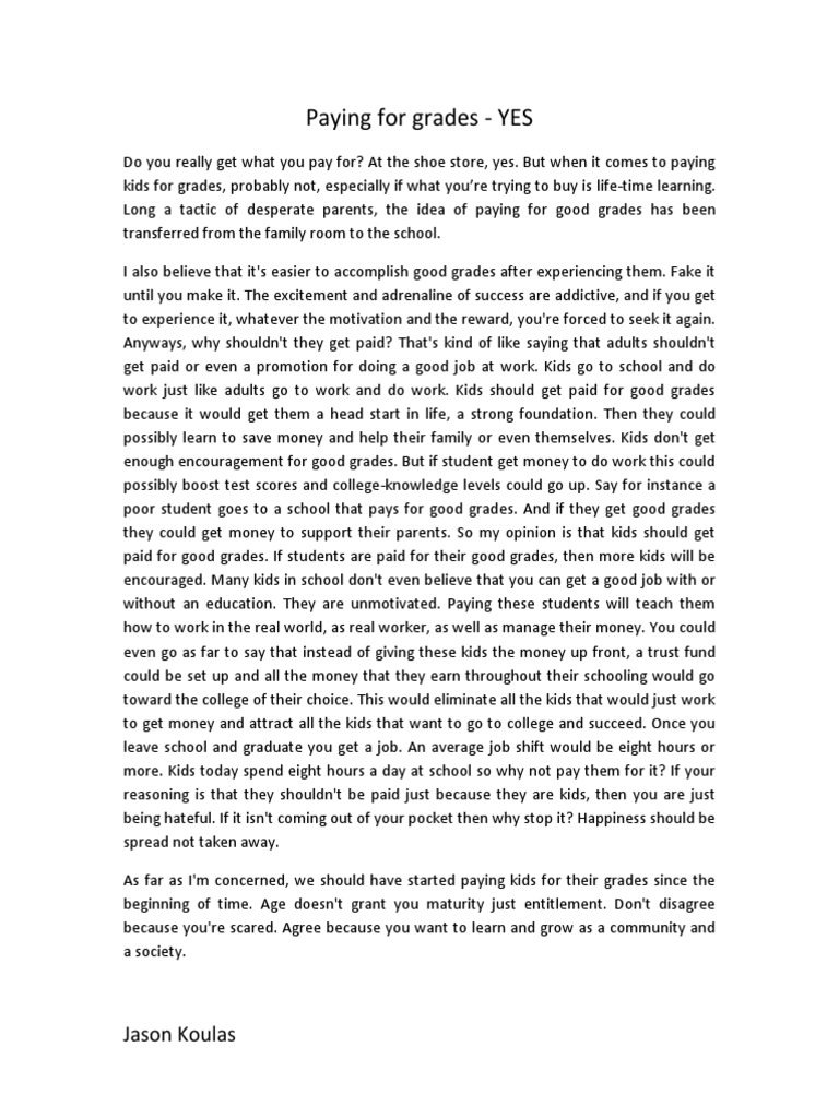 Paying For Grades | PDF | Motivation | Motivational