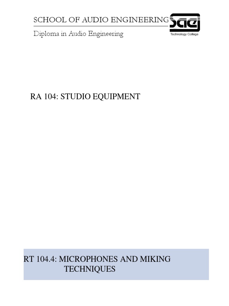 Microphones and Miking Techniques | Download Free PDF | Microphone ...