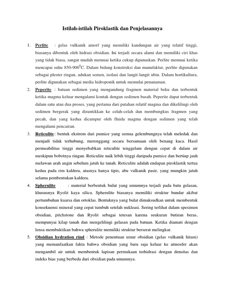 Istilah Piroklastik Dan Penjelasannya | PDF