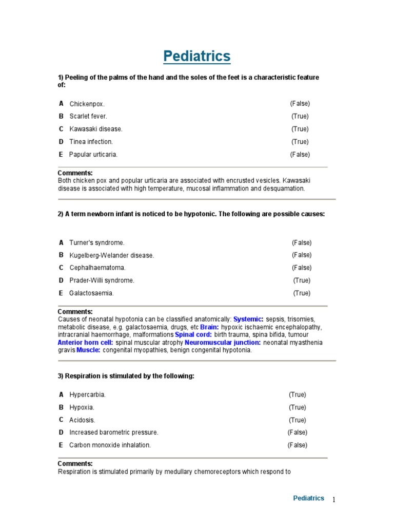 Pediatrics MCQ | PDF