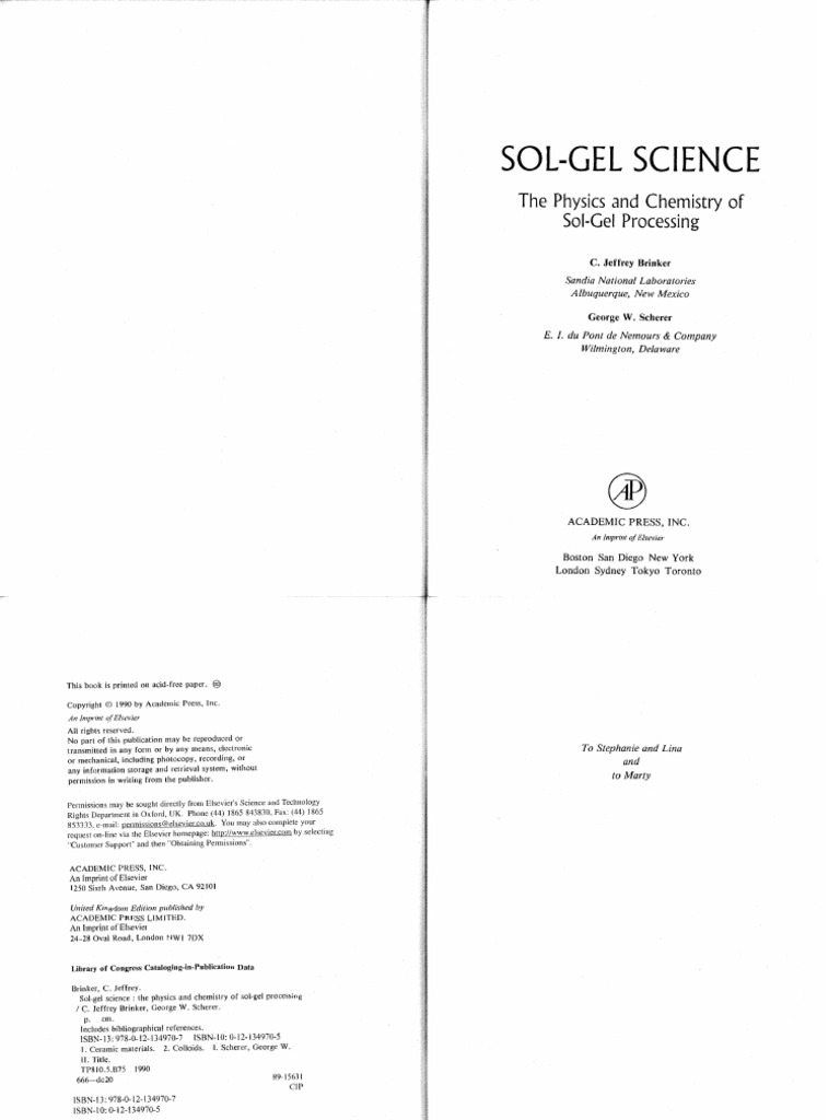 Sol-Gel Science The Physics and Chemistry of Sol-Gel Processing ...