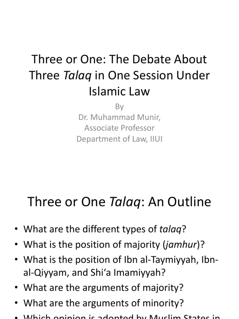 12 Three or One Talaq. 9-5-12pptx | PDF | Hadith | Islamism
