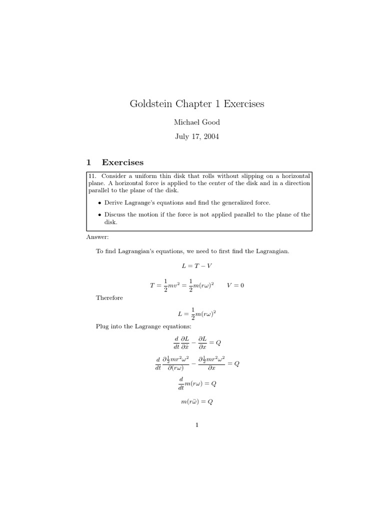 Gold Exercises | PDF | Lagrangian Mechanics | Electronvolt