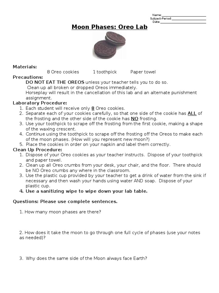 Oreo Moon Phases Lab