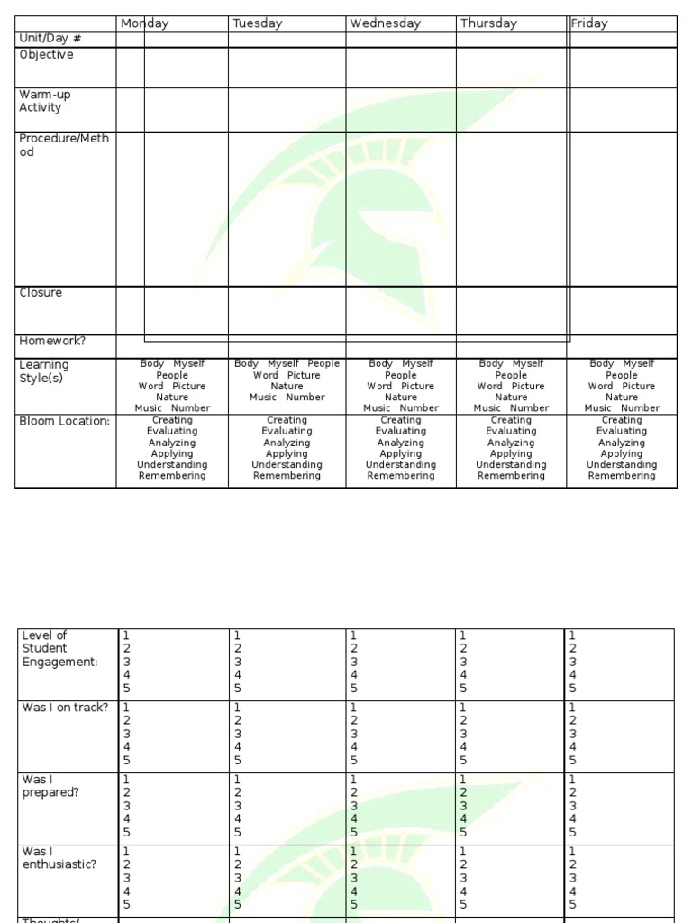 Weekly Lesson Planning Guide | PDF
