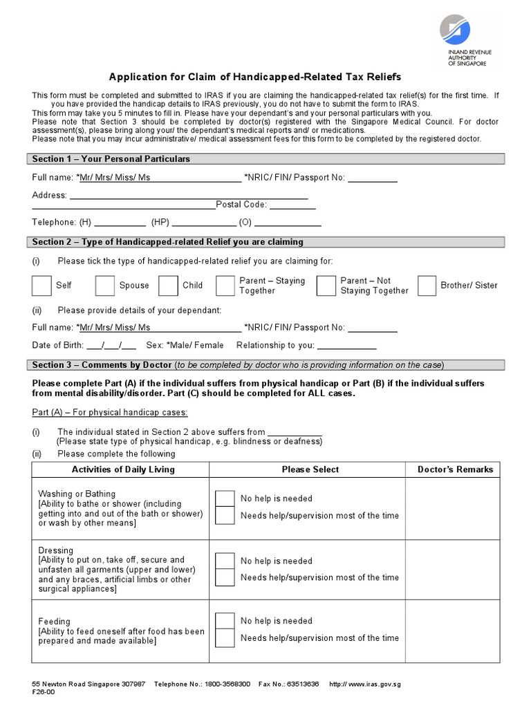 Application for Disability Tax Relief | PDF | Psychiatry | Intellectual ...