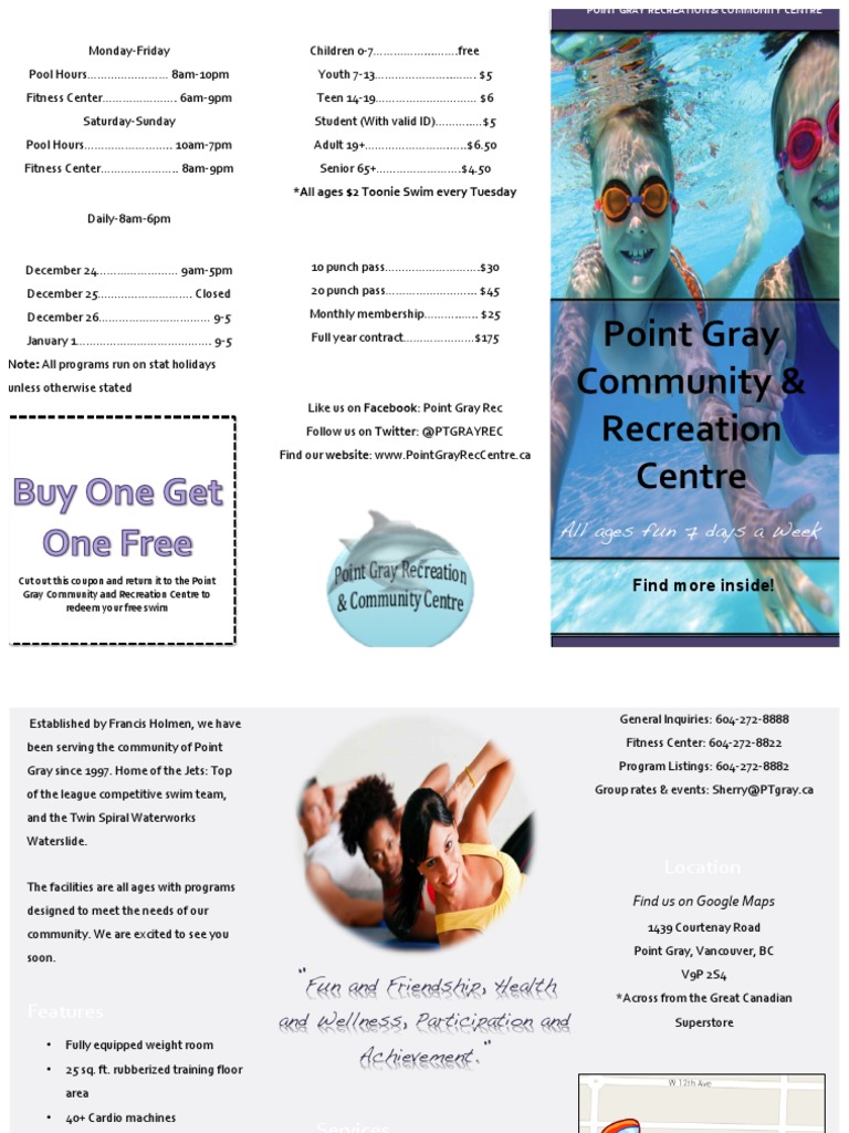 Free Swim Coupon at Point Gray Rec | PDF