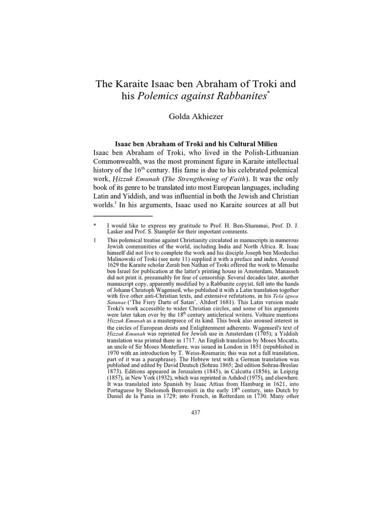 2006 - Golda Akhiezer - The Karaite Isaac Ben Abraham of Troki and His ...