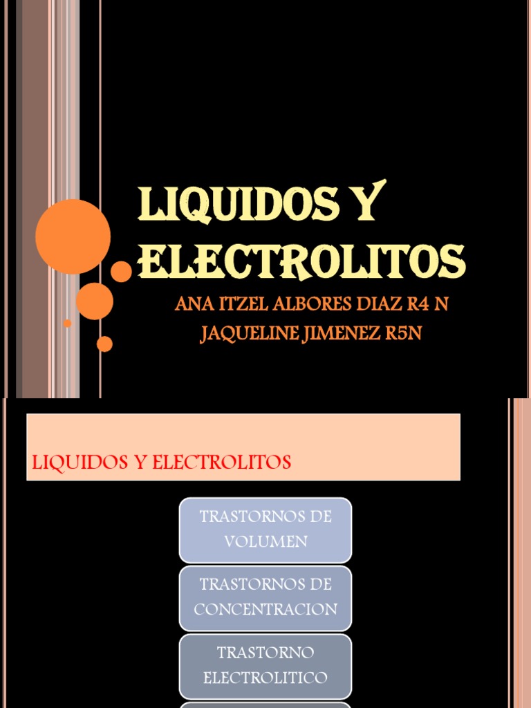 Liquidos y Electrolitos | PDF | Potasio | Dieta y nutrición