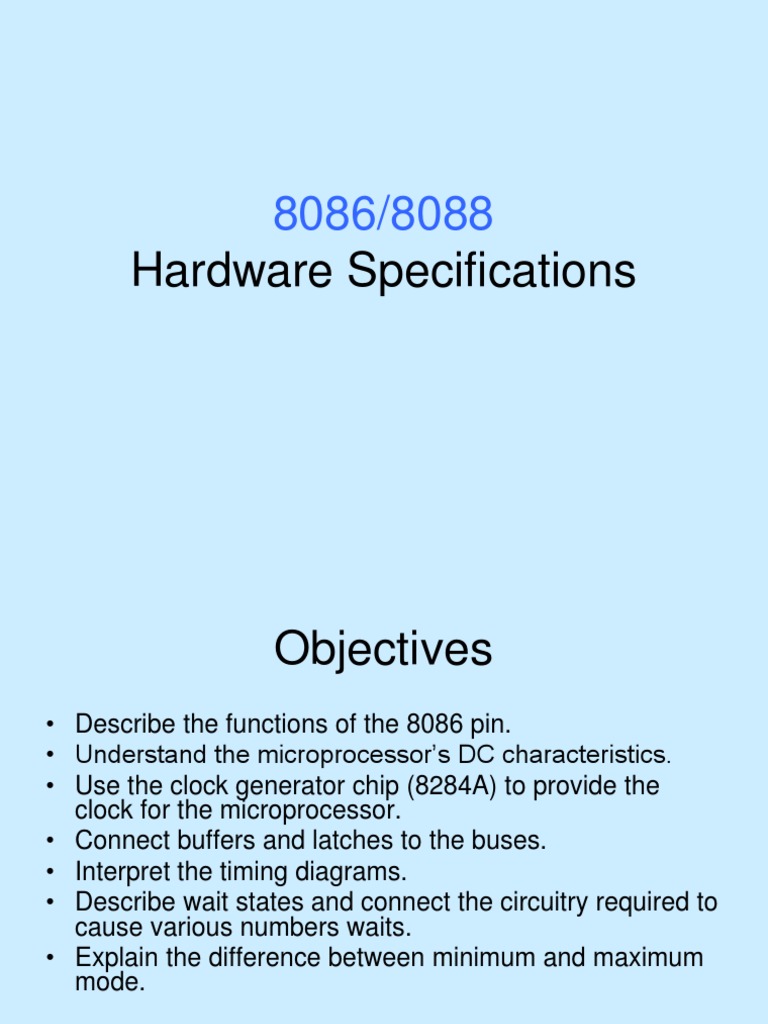 8086-8088 Hardware Specifications | PDF | Input/Output | Microprocessor 8086-8088 Hardware Specifications | PDF | Input/Output | Microprocessor