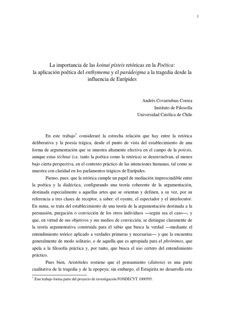 Entimema y Maxima en Poetica-Covarrubias | PDF | Retórica | Aristóteles