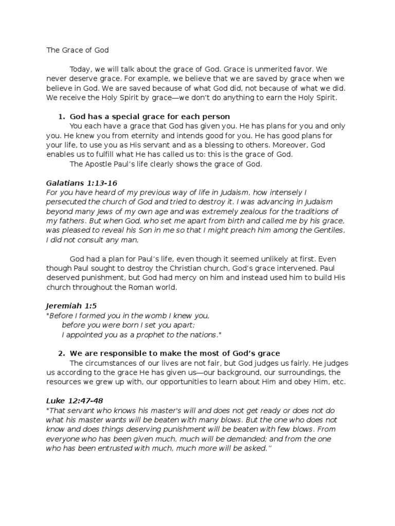 Understanding God's Grace | PDF | Grace In Christianity | Humility