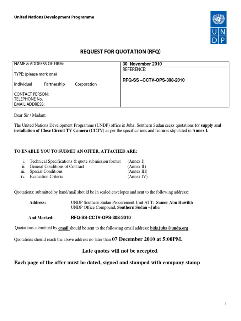 Request For Quotation (RFQ) : Reference | PDF | Payments | Invoice