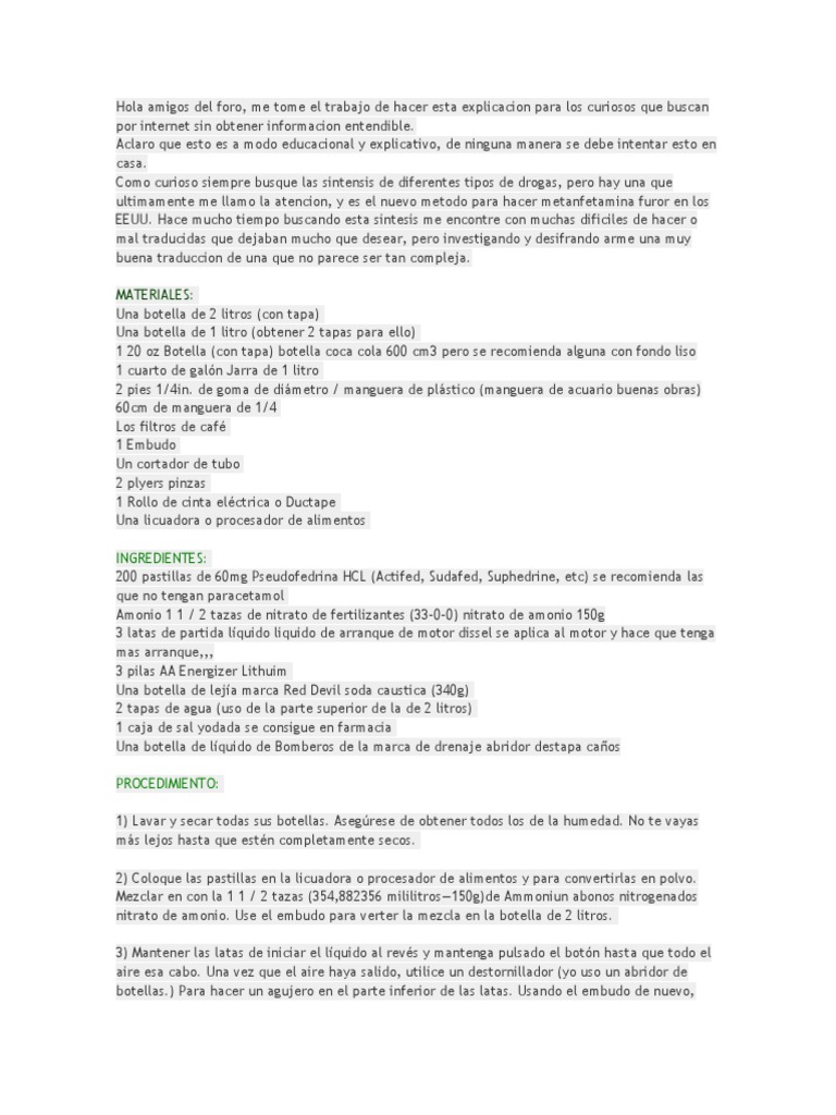 Meth Recipe | Botella | Química