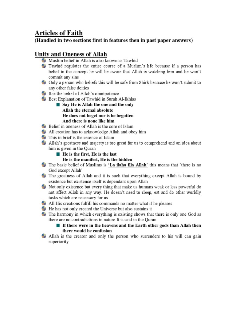 7.articles of Faith | PDF | God In Islam | Tawhid
