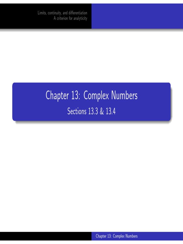 Chapter 13: Complex Numbers: Sections 13.3 & 13.4 | PDF | Teaching ...