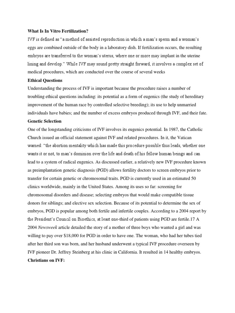 Ivf Assignment | PDF | In Vitro Fertilisation | Fertility