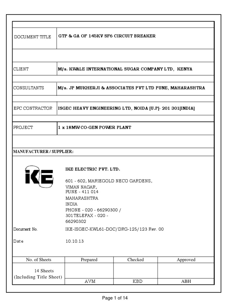 GTP & GA Drawings - 145kv Sf6 | PDF | Computing And Information Technology | Networking