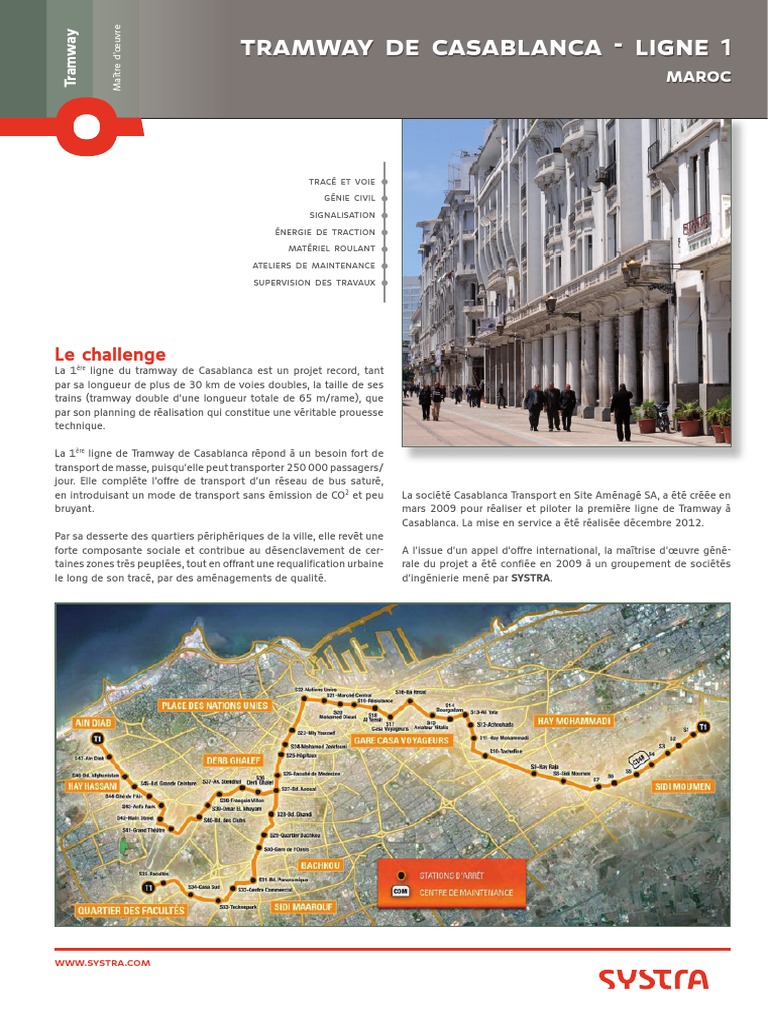 Tramway de Casablanca : Ligne 1 en détail | PDF | Tramway | Casablanca