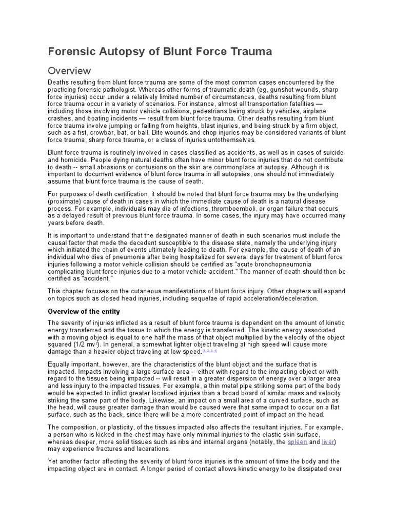 Forensic Autopsy of Blunt Force Trauma | PDF | Major Trauma | Death