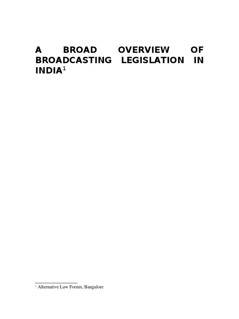 Overview of Broadcasting Laws in India | PDF | Telecommunication ...