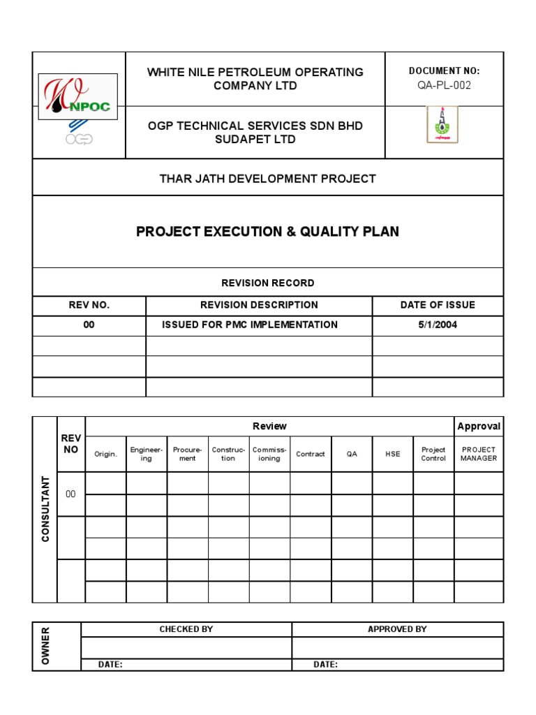 Project Execution & Quality Plan | PDF | Verification And Validation ...
