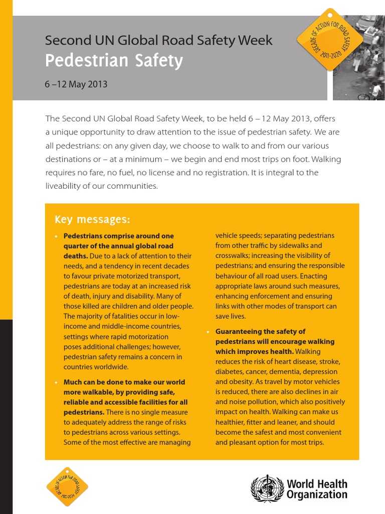 Pedestrian Safety: Second UN Global Road Safety Week | PDF | Pedestrian ...