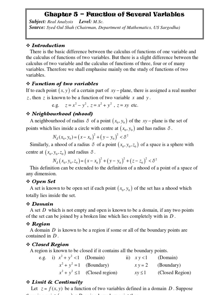 Chap 05 Real Analysis Function Of Several Variables Pdf Derivative 7815