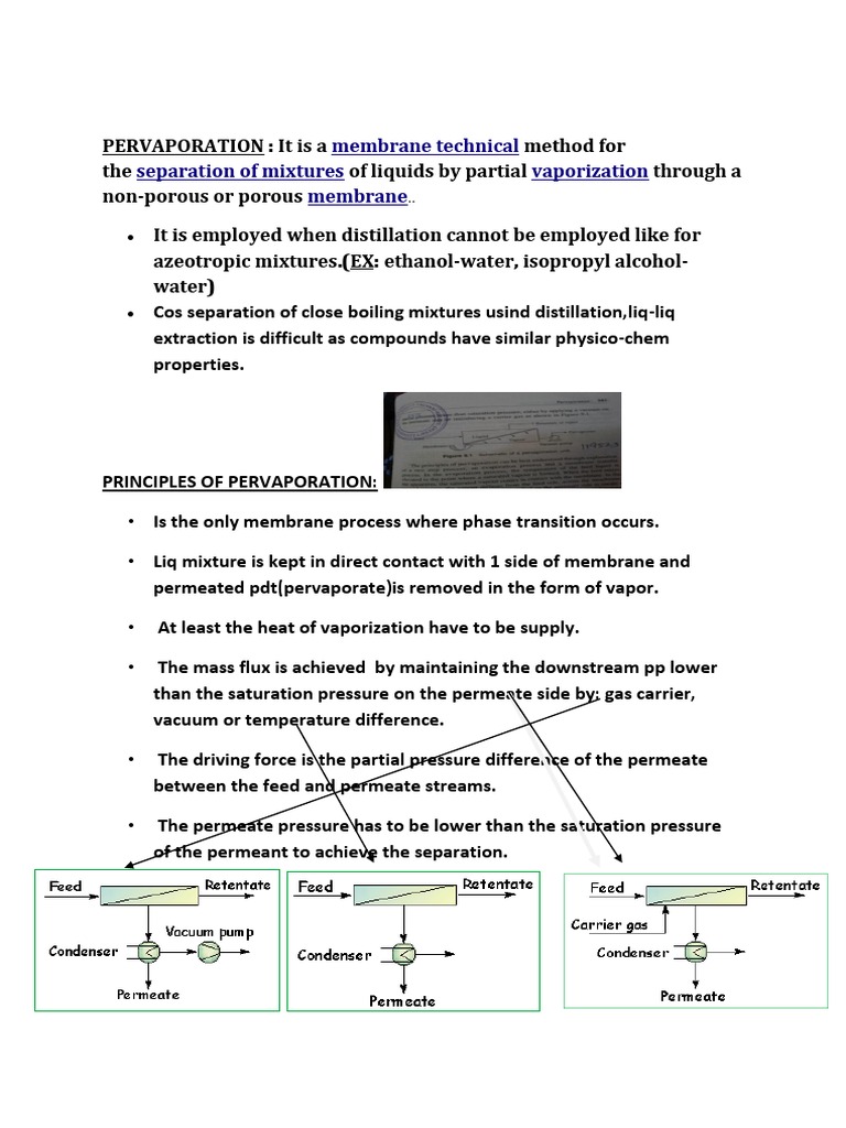 Principles of Pervaporation | PDF | Membrane | Distillation