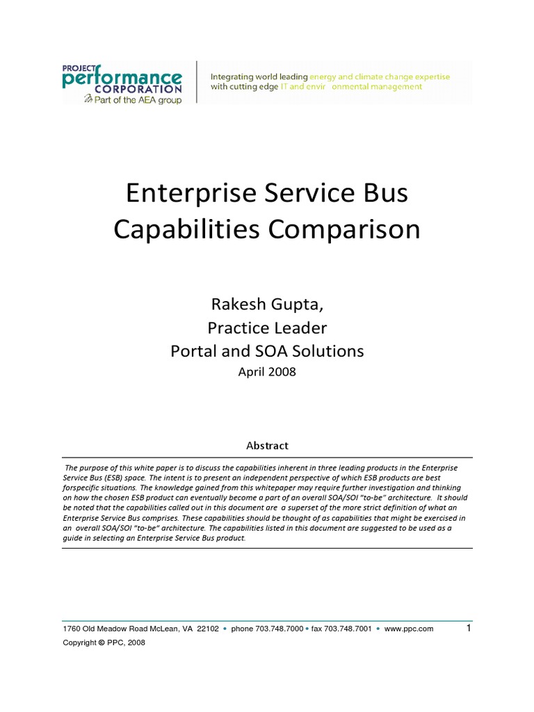 Enterprise Service Bus Capabilities | PDF | Service Oriented ...