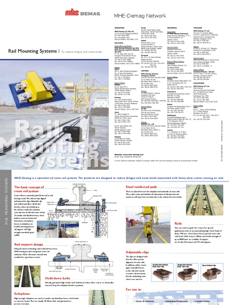 Demag - Rail Mounting System 0509 | PDF | Screw | Crane (Machine)