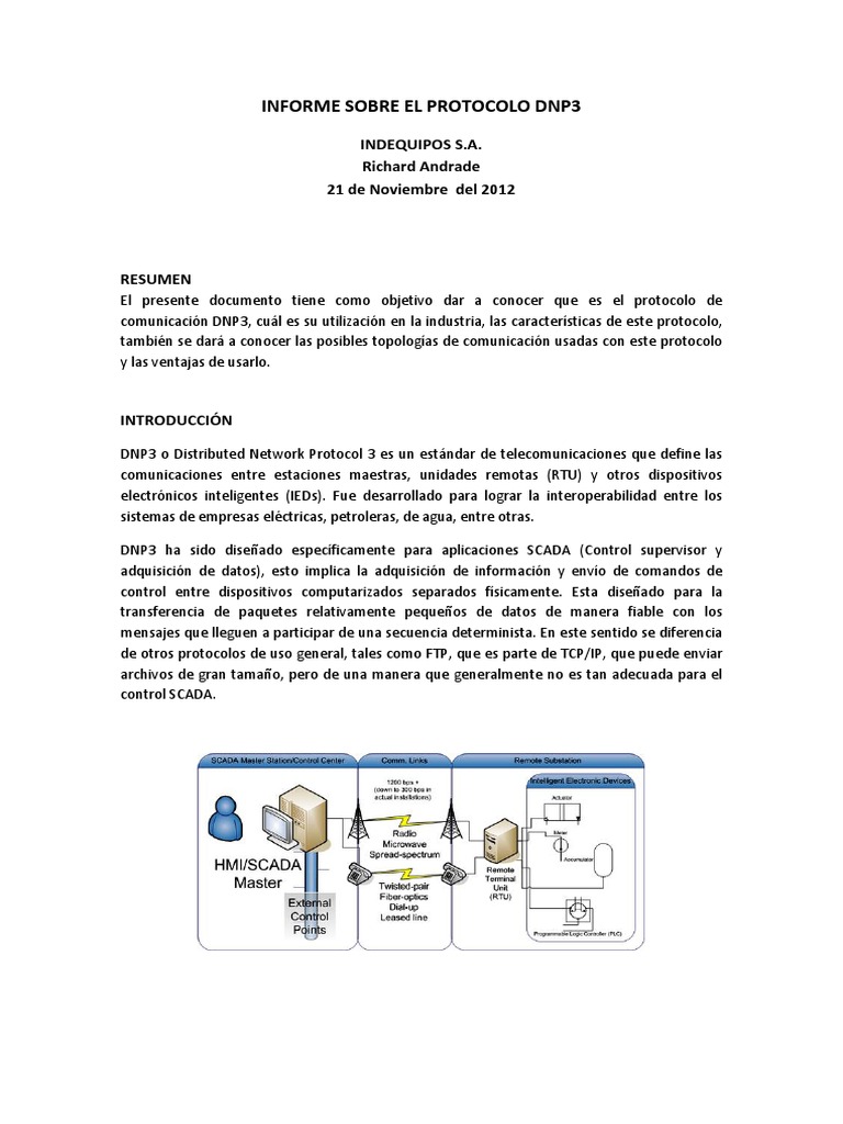 Informe sobre el Protocolo DNP3 | PDF | Protocolos de comunicaciones | Scada