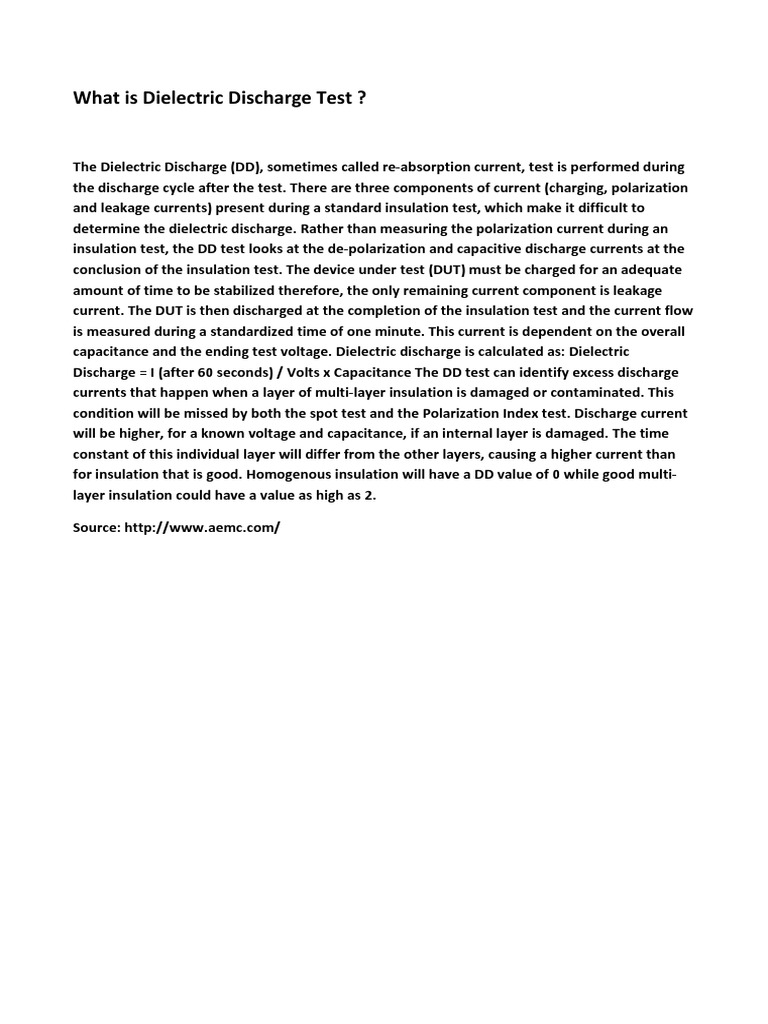 Understanding Dielectric Discharge Testing | PDF | Technology & Engineering