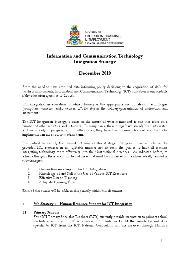 ICT Integration Strategy for Education | PDF | Educational Technology ...