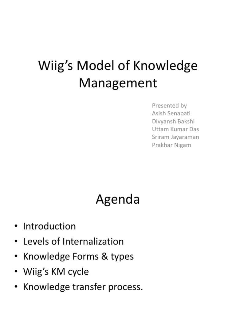 Group2 - Wiig's Model | PDF | Expert | Tacit Knowledge