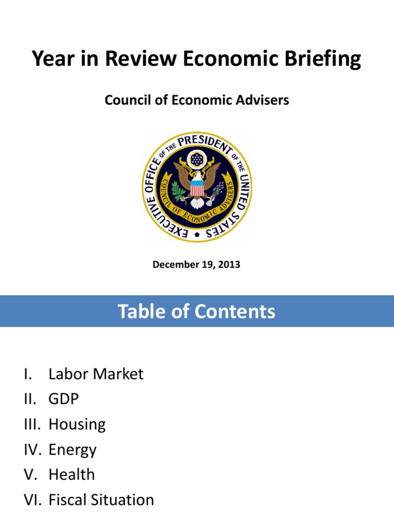 Council of Economic Advisers: Year in Review Economic Briefing | PDF ...