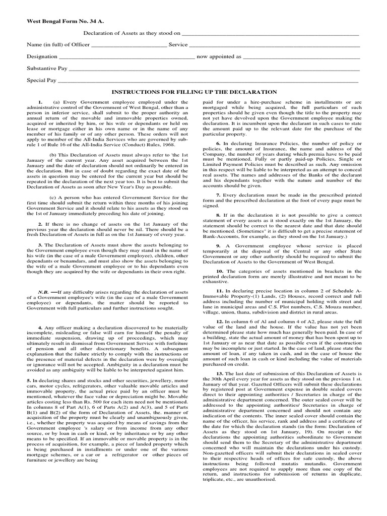 Asset Statement form | Mortgage Loan | Loans