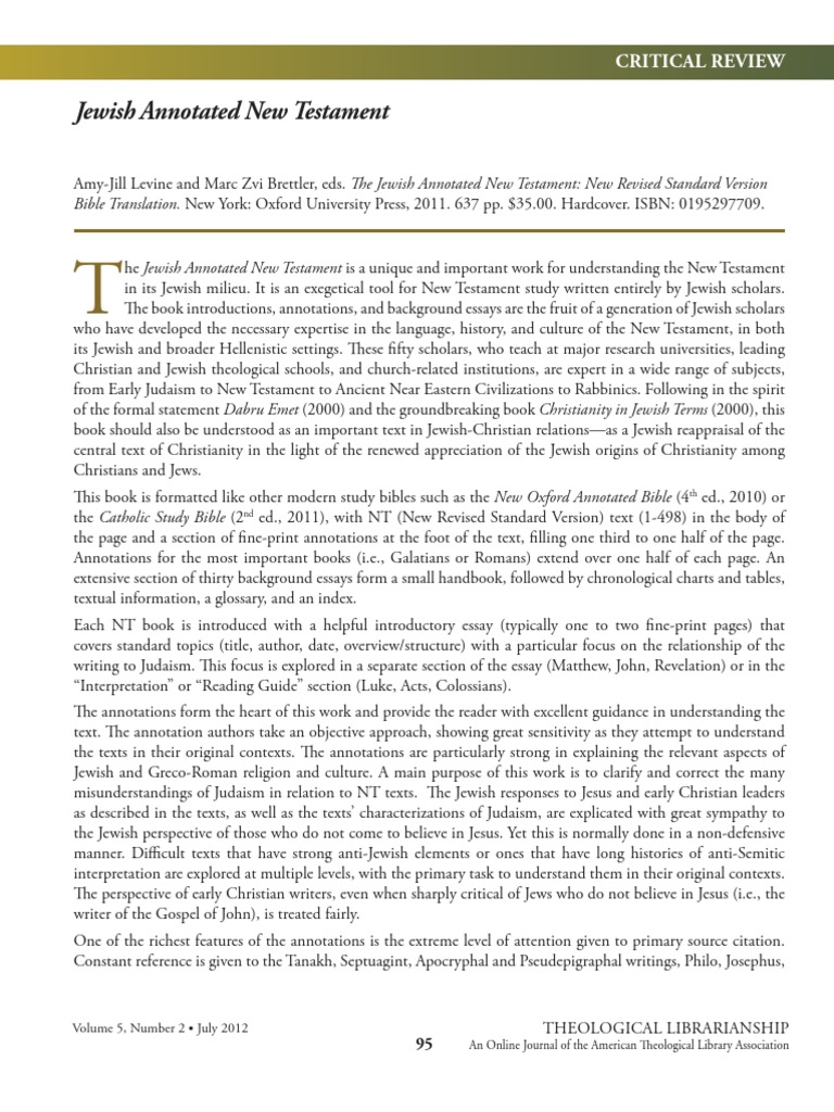 CRITICAL REVIEW Jewish Annotated New Testament | PDF | Talmud | Judaism