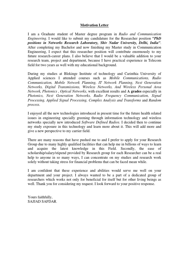 Motivation Letter