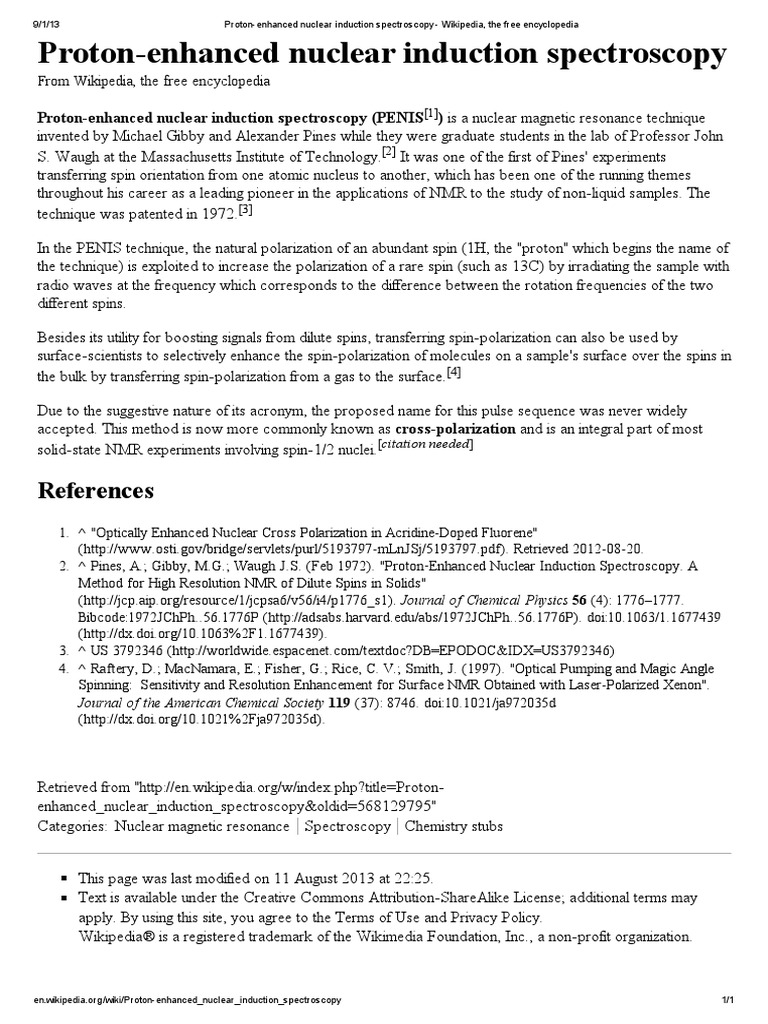 Proton-Enhanced Nuclear Induction Spectroscopy - Wikipedia, The Free ...