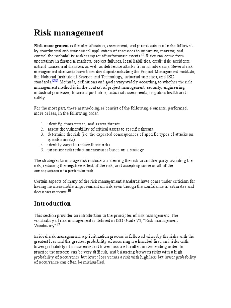 Risk Management | PDF | Risk Management | Risk