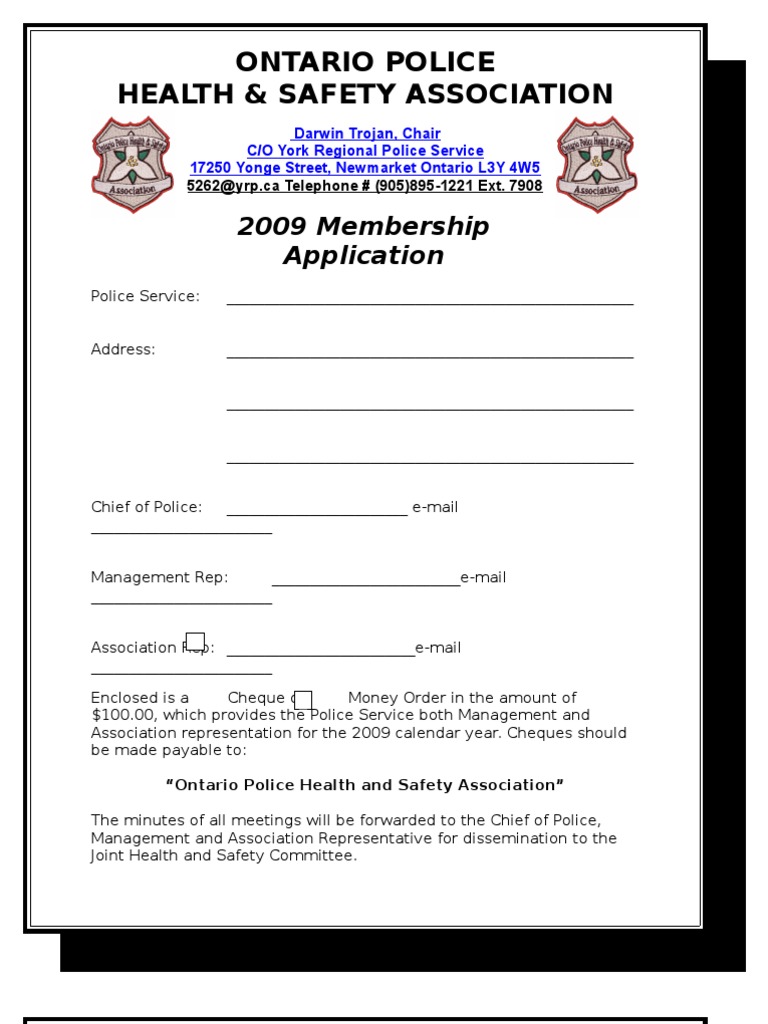 2009 OPHSA Membership Application | PDF