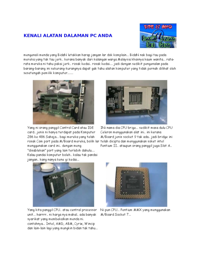 Kenali Alatan Dalaman PC Anda | PDF