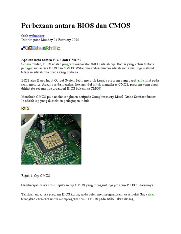 Perbezaan Antara BIOS Dan CMOS | PDF
