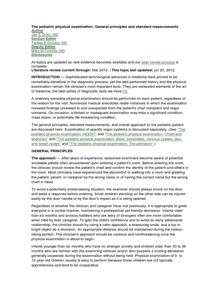 The Pediatric Physical Examination | PDF | Hypertension | Blood Pressure